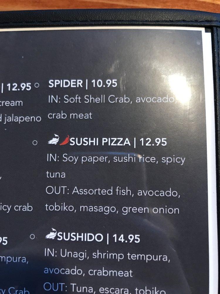 Menu at Sushido restaurant, Tacoma