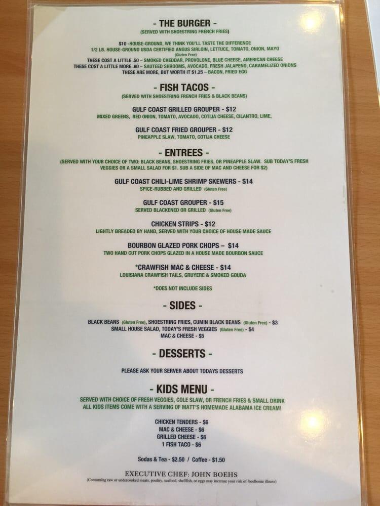 Menu at The Beach House Kitchen and Cocktails pub & bar, Gulf Shores