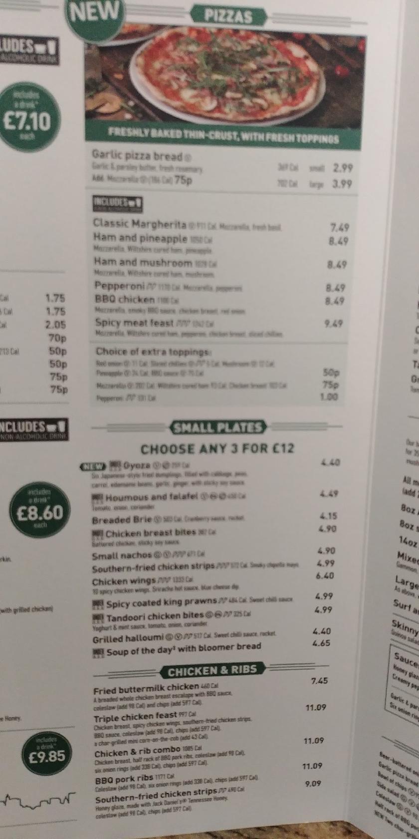 Menu at The Hope & Champion - JD Wetherspoon pub & bar, Beaconsfield