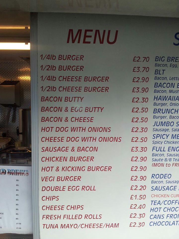 Menu at West Country Table/ Wickes Burger Van restaurant, Trowbridge