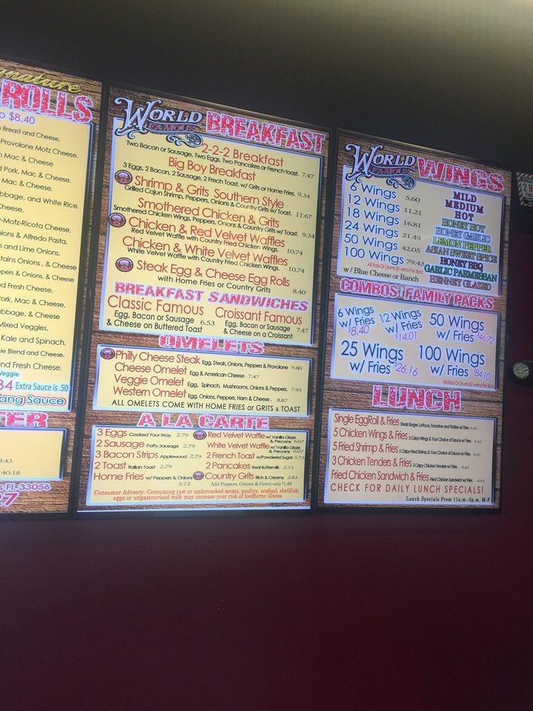Menu at World Famous Miami Gardens restaurant, Miami Gardens