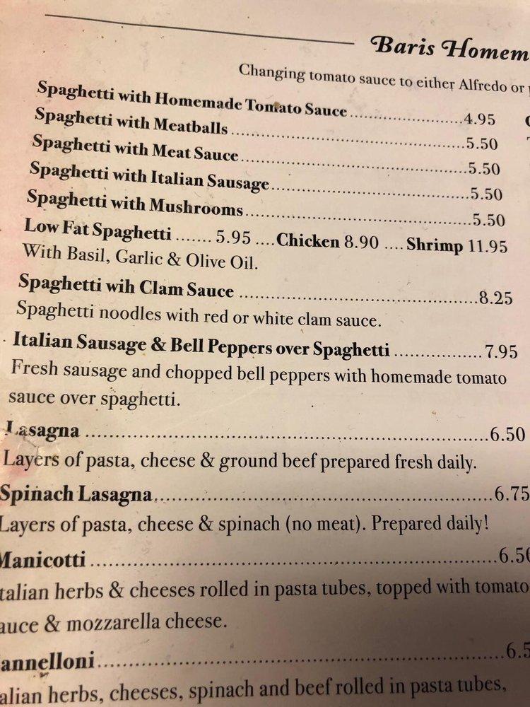 Menu at Baris, Waco, 904 N Valley Mills Dr