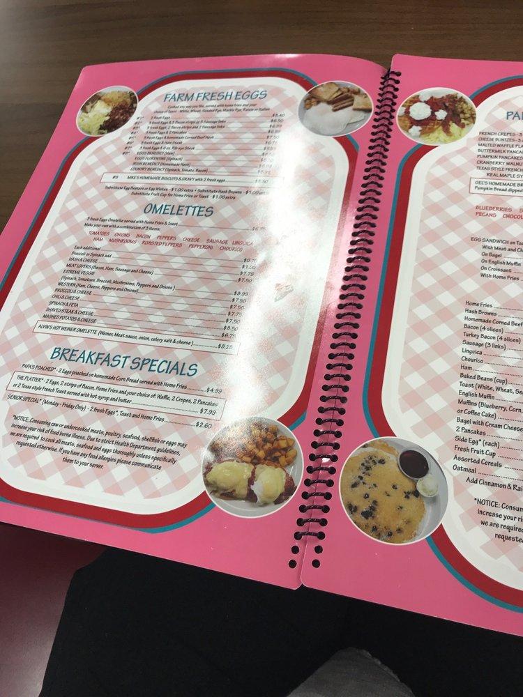 Menu at Gel's Kitchen restaurant, West Warwick