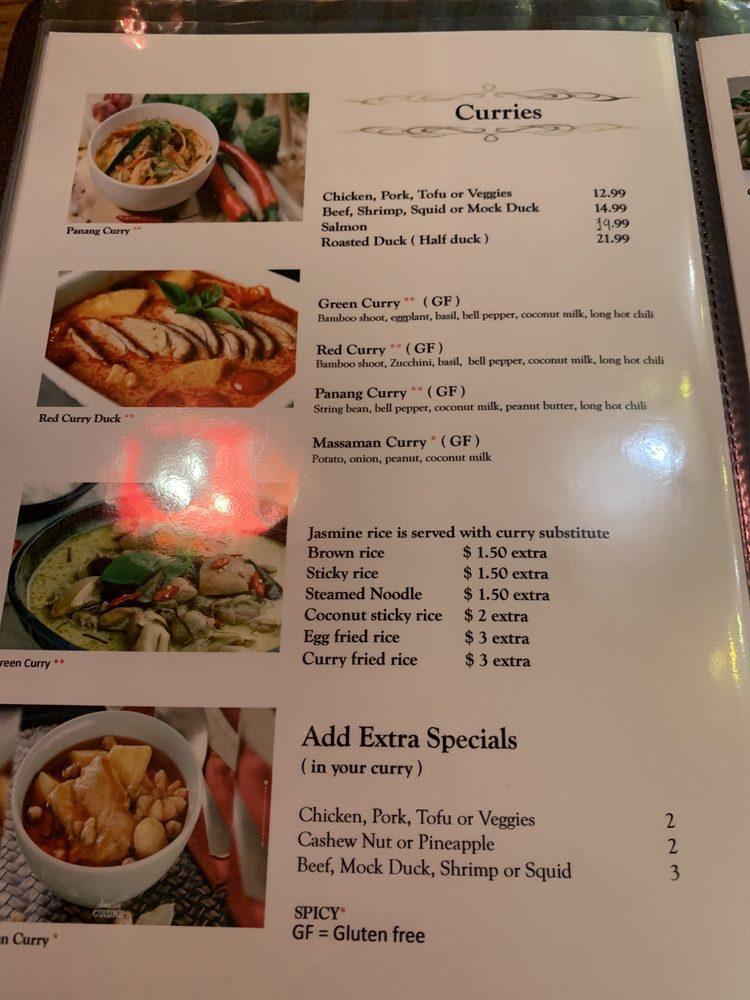 Menu at One Two Thai restaurant, New York City