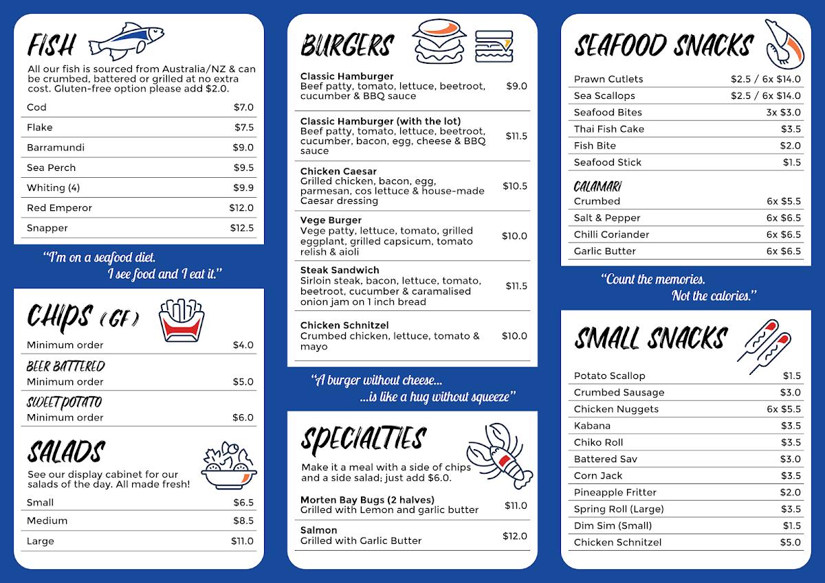 Menu at The Happy Fryer restaurant, Daisy Hill