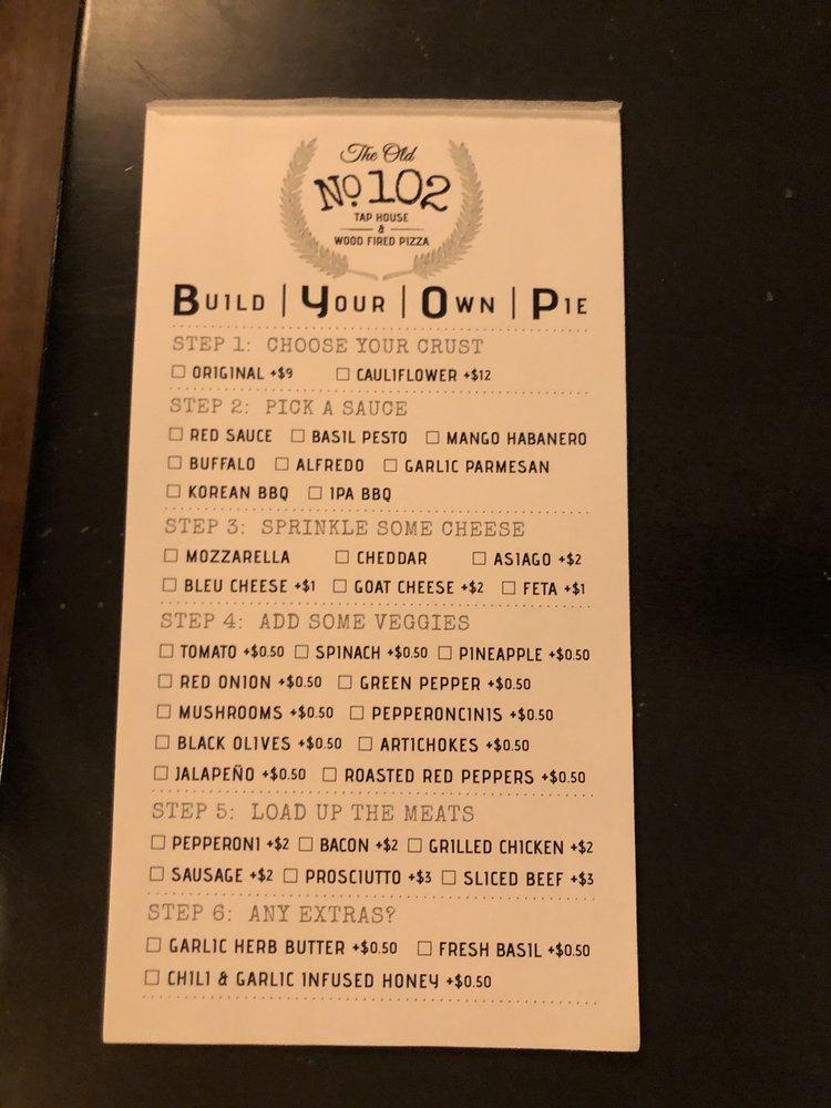 Menu at The Old no. 102 Tap House pub & bar, Farmington
