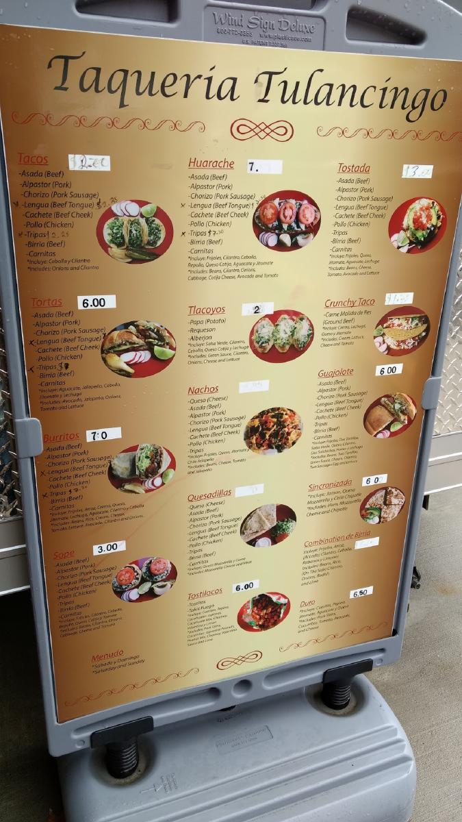 Menu at Amazing Taco Cart restaurant, McMinnville