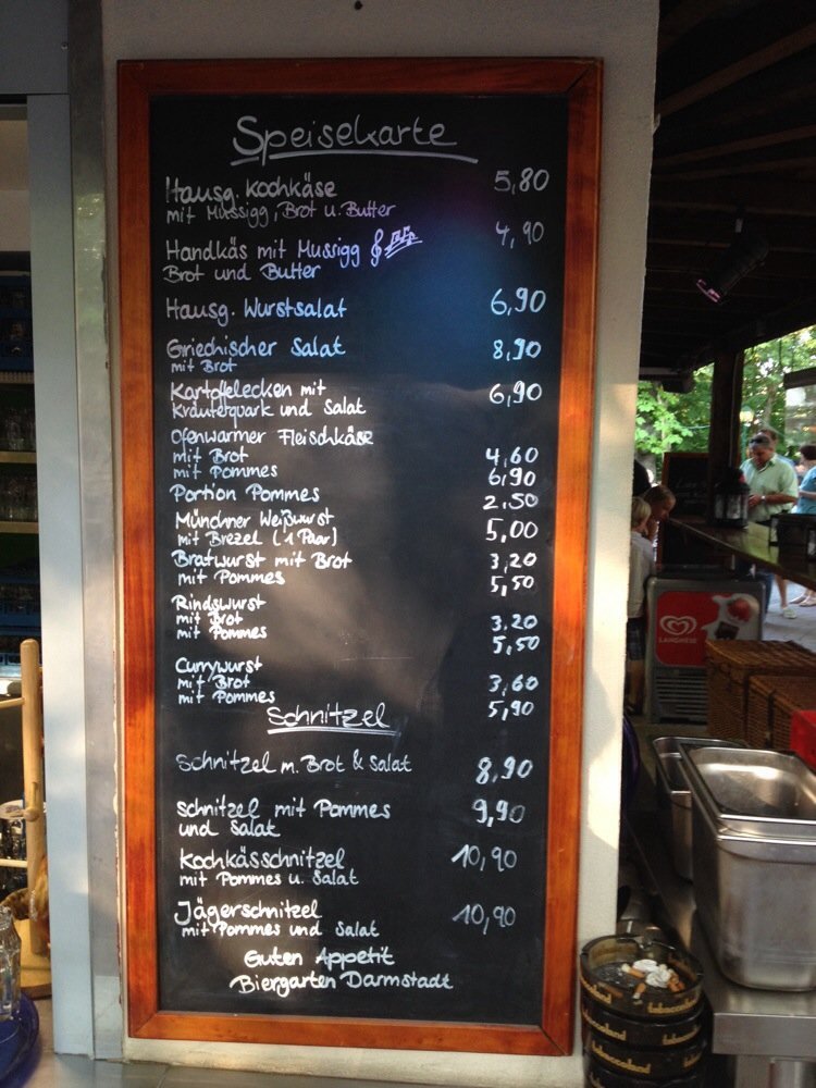 Speisekarte von Biergarten restaurant, Darmstadt, Dieburger Str. 97