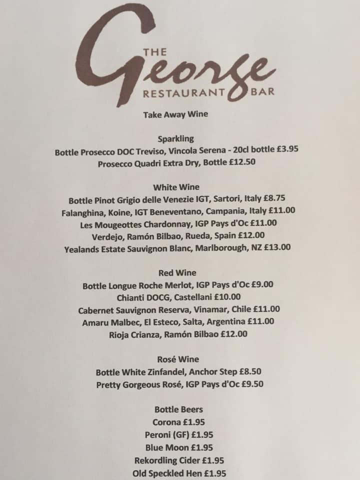 Menu at George Inn pub & bar, Cambridge, 43 High St