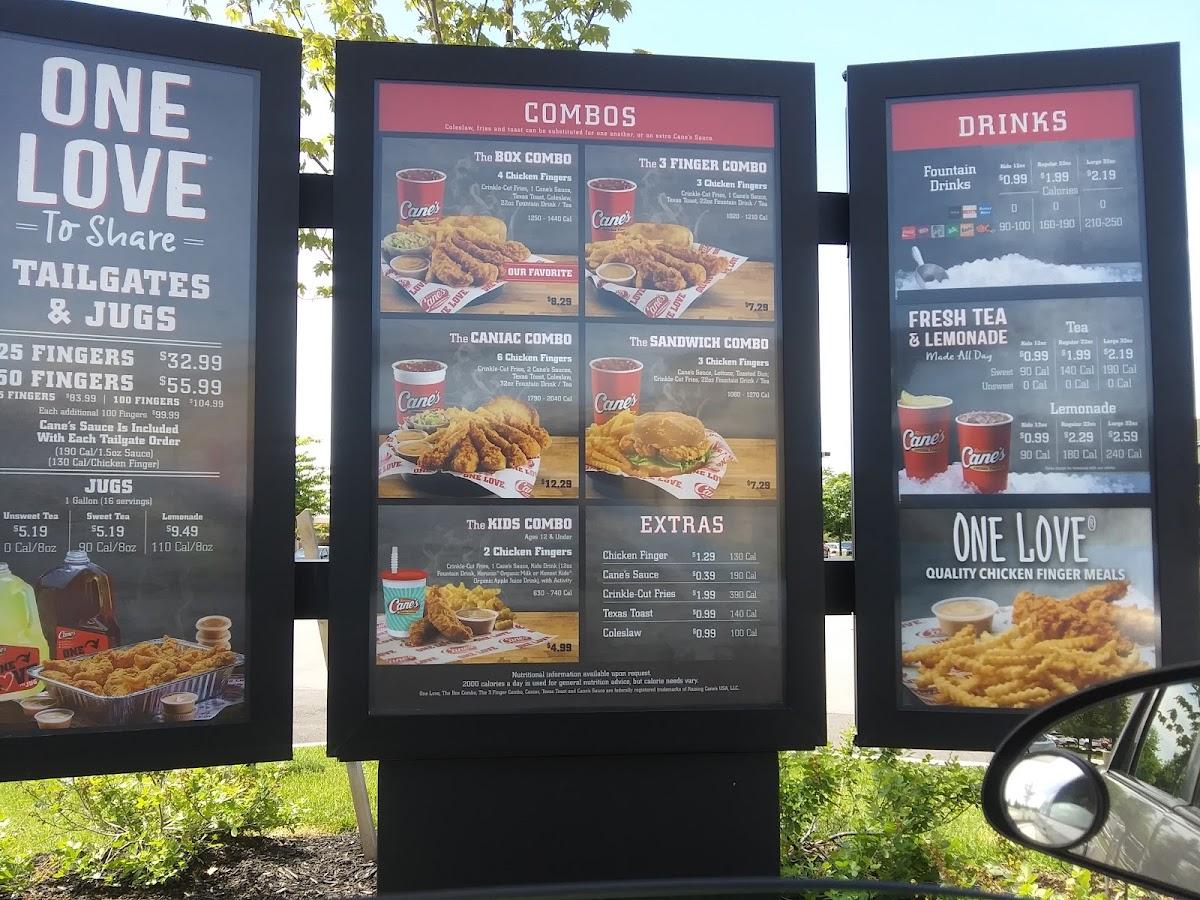 Menu at Raising Cane's Chicken Fingers fast food, North Olmsted