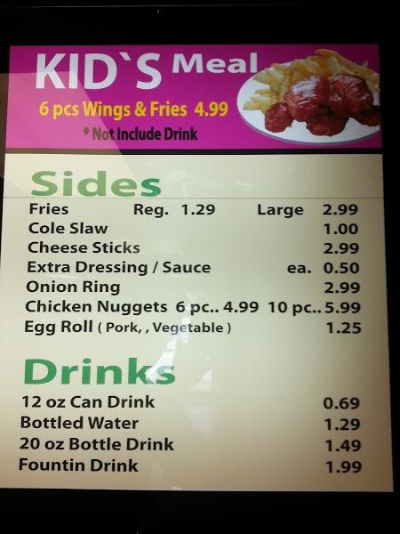 Menu at Touchdown Wings restaurant, Riverdale