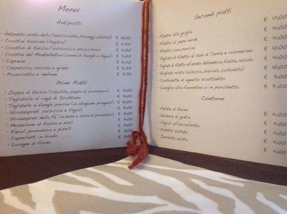 Menu da Trattoria Da Checco ristorante, Novafeltria