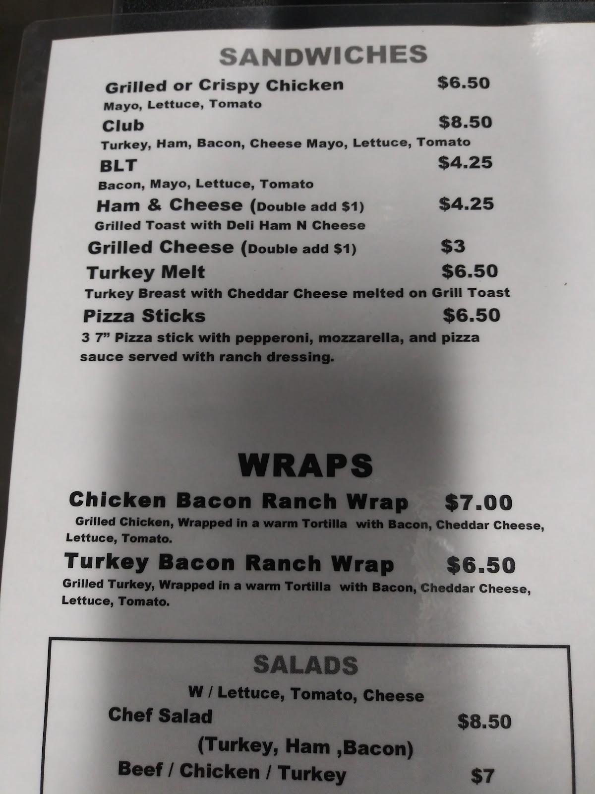 Menu at Burgers & Billiards restaurant, Graham