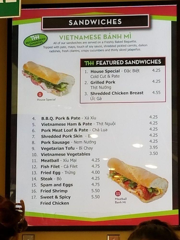 Menu at THH Sandwiches restaurant, Tustin