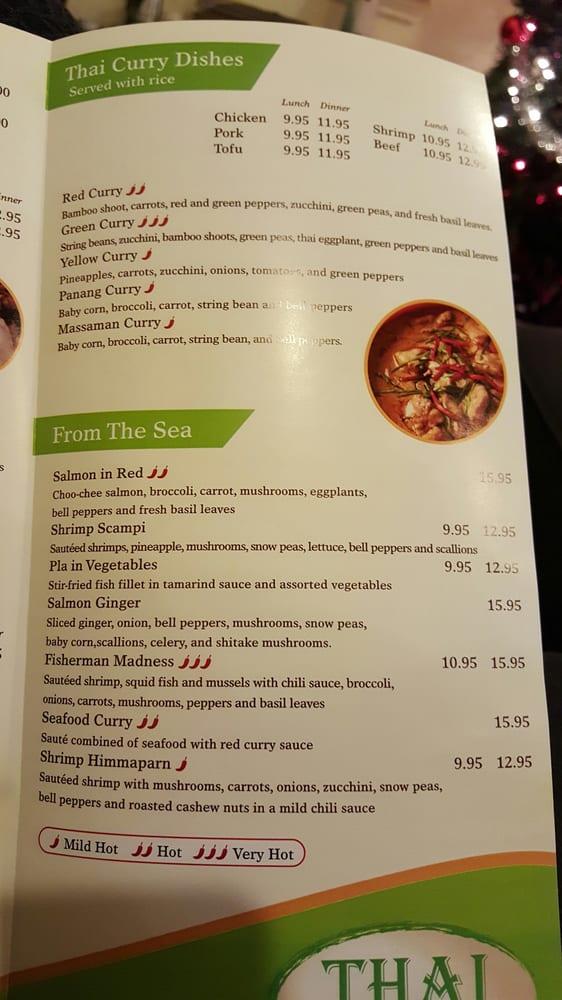 Menu at Thai Kitchen restaurant, Falmouth, 258 Teaticket Hwy