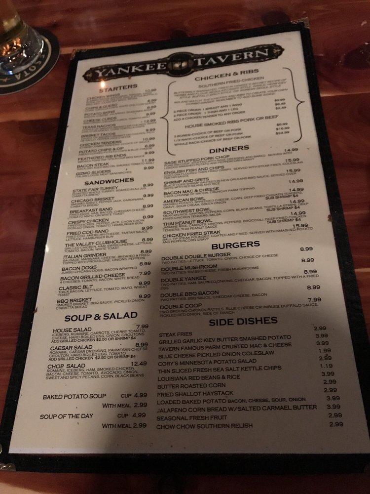 Menu at Yankee Tavern pub & bar, Eagan, Yankee Doodle Rd