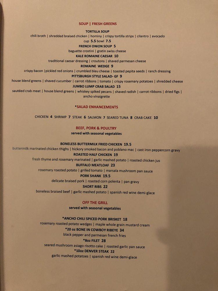 Menu at Allegheny Mariner restaurant, Kittanning