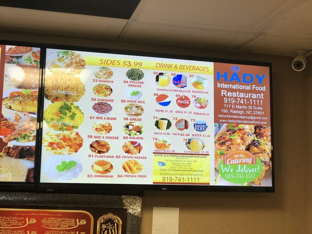 Menu at Hady's Restaurant International Cuisine, Raleigh