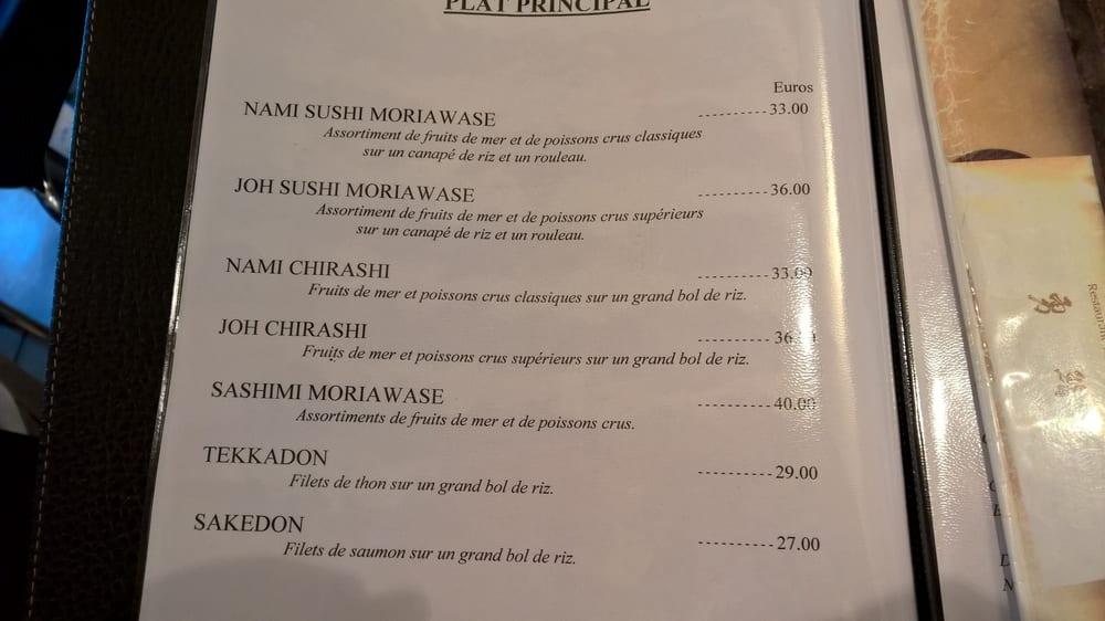 Menu au Isami. restaurant, Paris