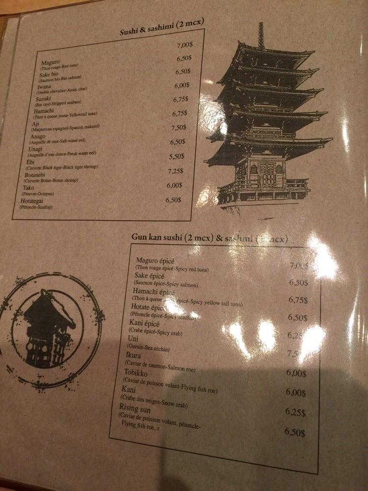 Menu at Jun I restaurant, Montreal