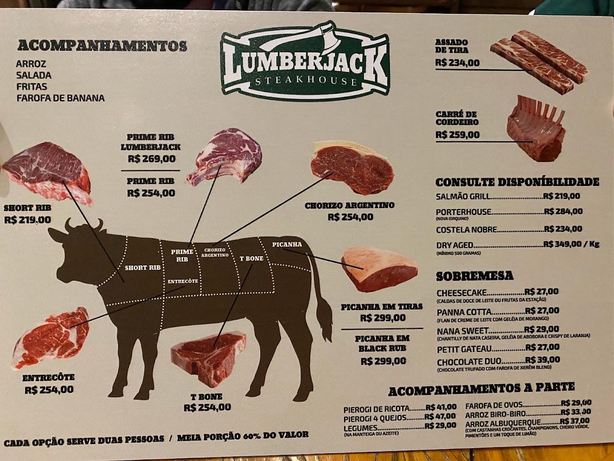 Menu at Lumberjack Steakhouse, Aroeira