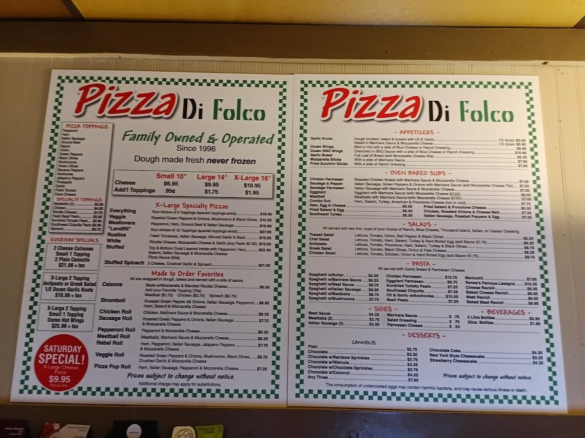 Menu at Pizza Di Folco pizzeria, Buford