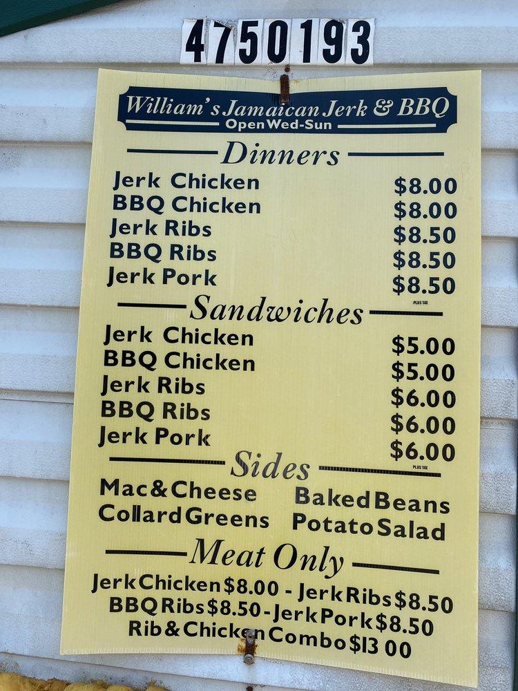 Menu at William's Jamaican Jerk & BBQ, Tallahassee