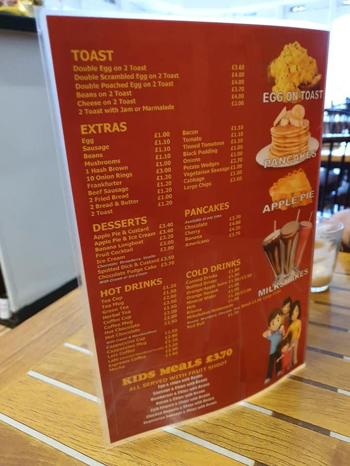 Menu at Cafe Dream, Gloucester
