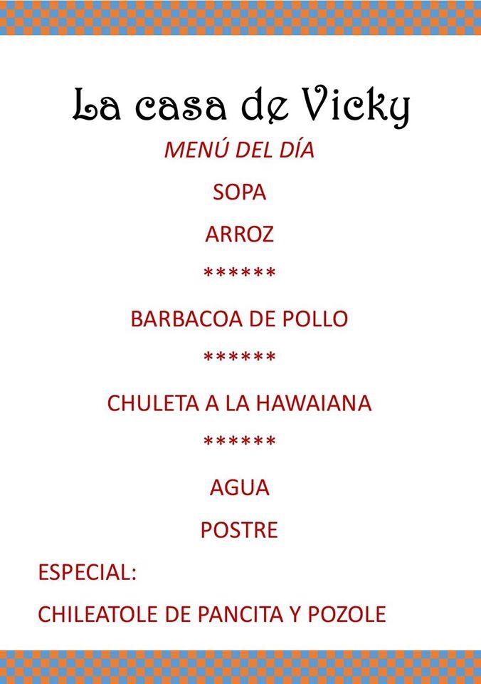 Menu at La Casa de Vicky restaurant, Coatepec