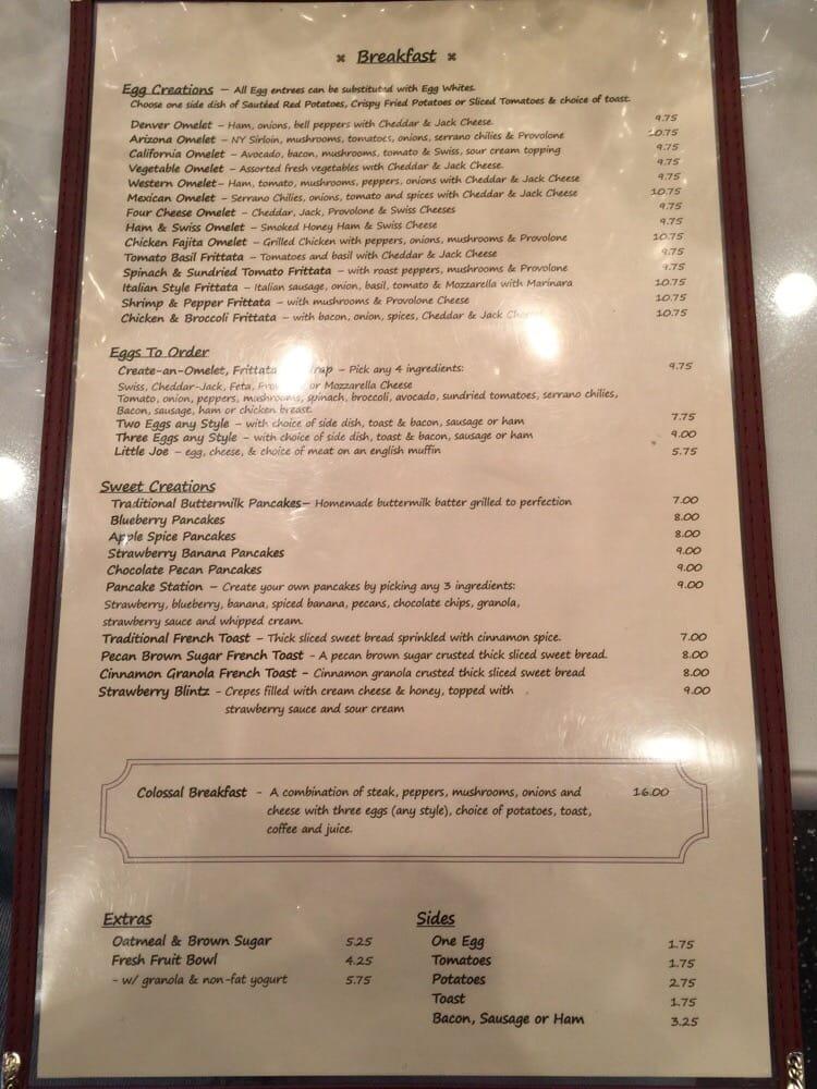 Menu at Piazza Gavi restaurant, Tucson