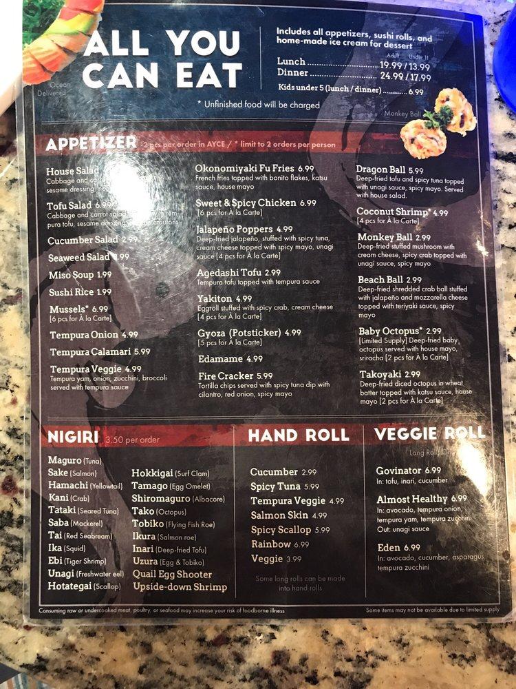 Menu at Sakana Sushi restaurant, Reno, Northtowne Ln # L