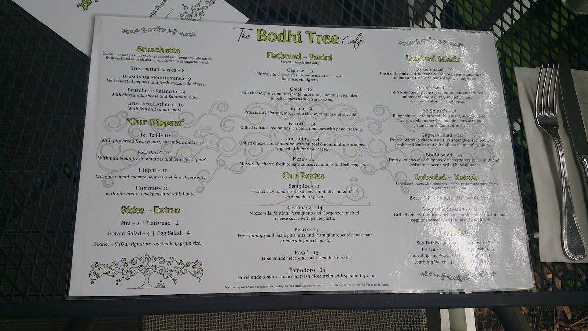 Menu at The Bodhi Tree Café restaurant, Sarasota