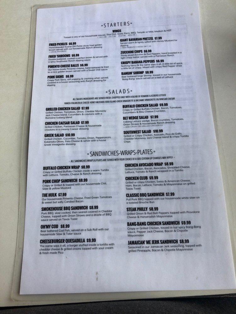 Menu at 601 BURGERS AND BREWS pub & bar, Mocksville