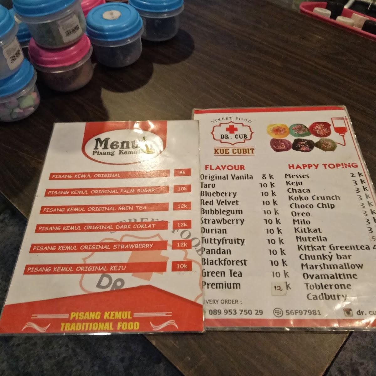 Menu at Dr. Cub restaurant, Madiun