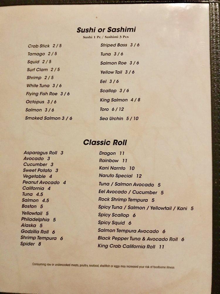 Menu at Fusha Asian Bistro & Sushi restaurant, Metuchen