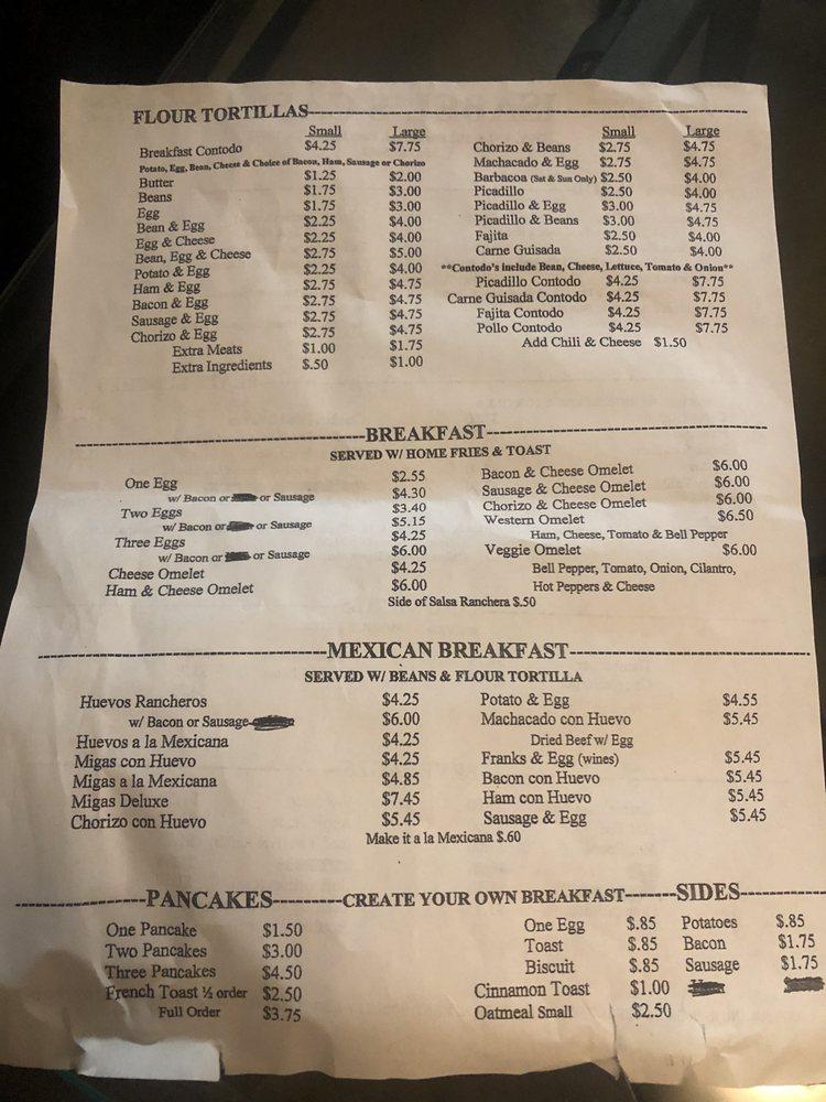 Menu at Isabel's Cafe, Port Isabel