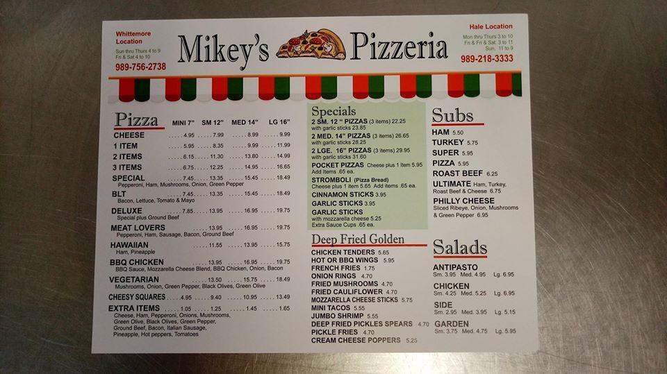 Menu At Mikey S Pizzeria Hale Hale