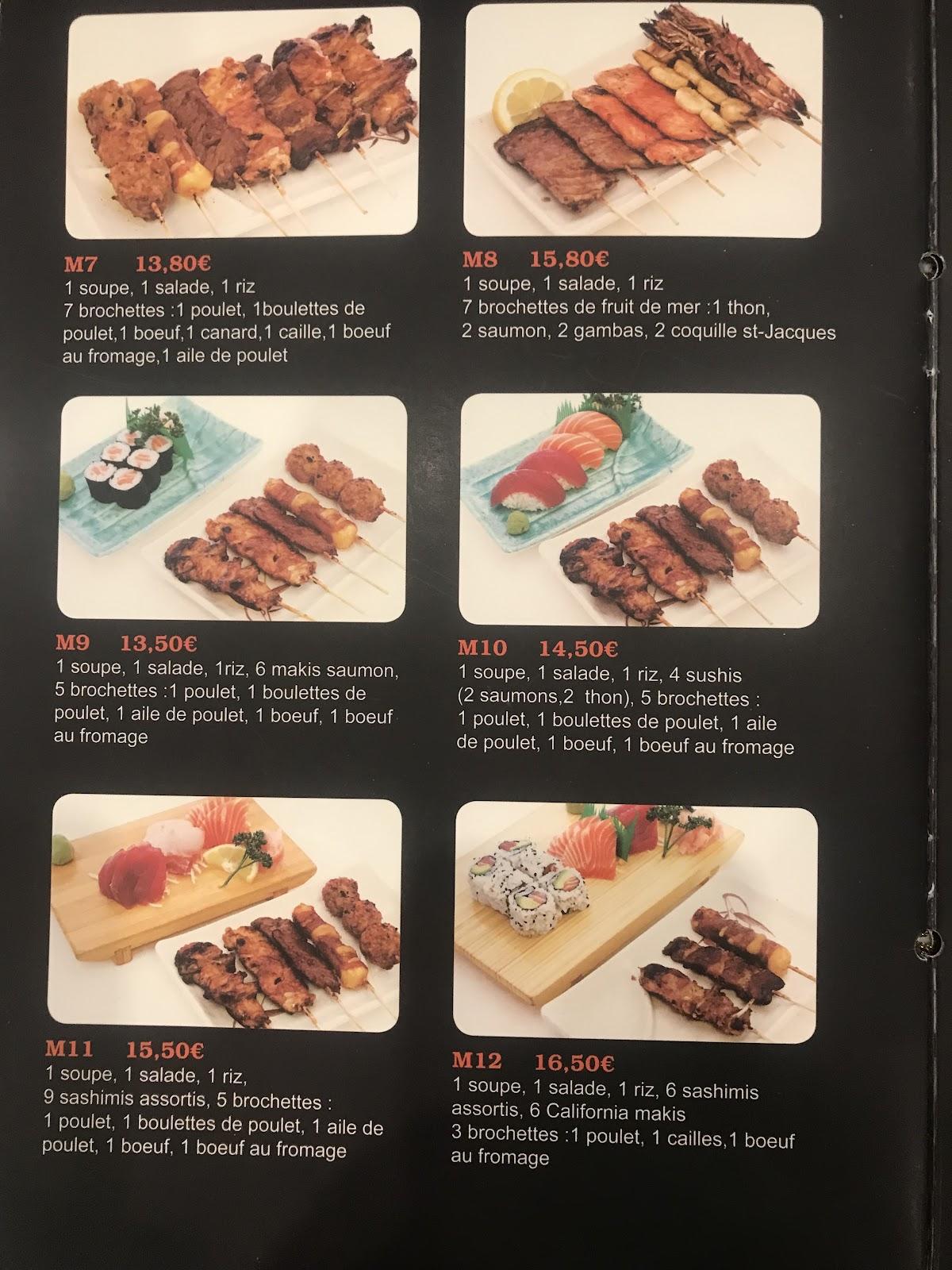 Menu au Yooki Ginko restaurant, Paris