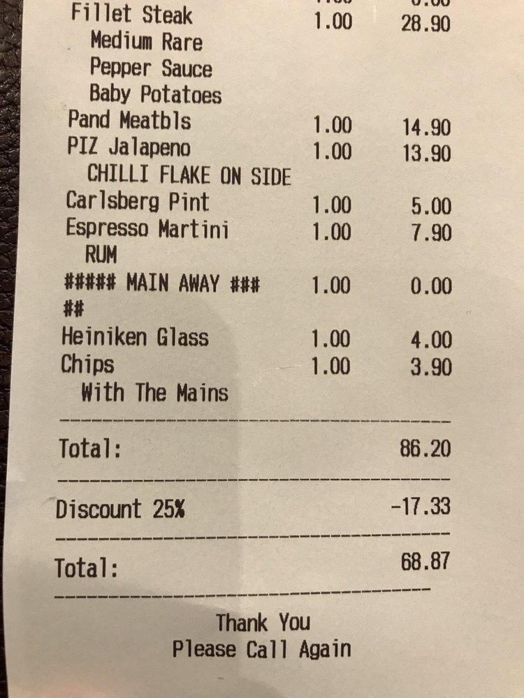 Menu at Pandini's Restaurant, Clondalkin