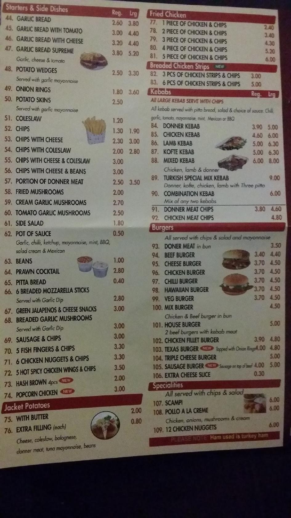 Menu at Pizza house pizzeria, Market Rasen
