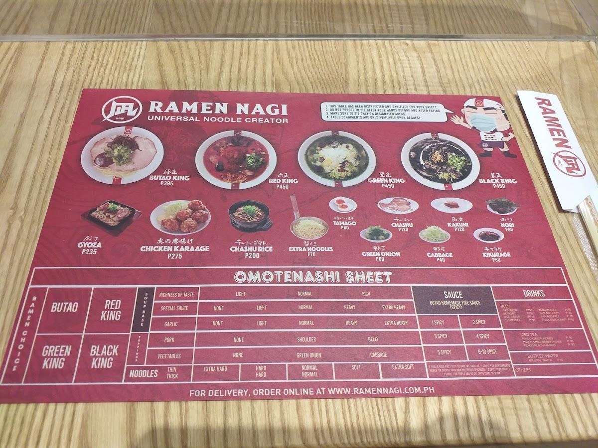 Menu at Ramen Nagi - SM Megamall restaurant, Mandaluyong, 3rd Level