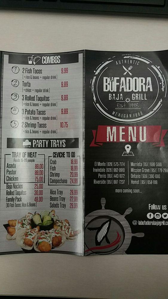 Menu at La Bufadora Baja Grill Murrieta restaurant, Murrieta