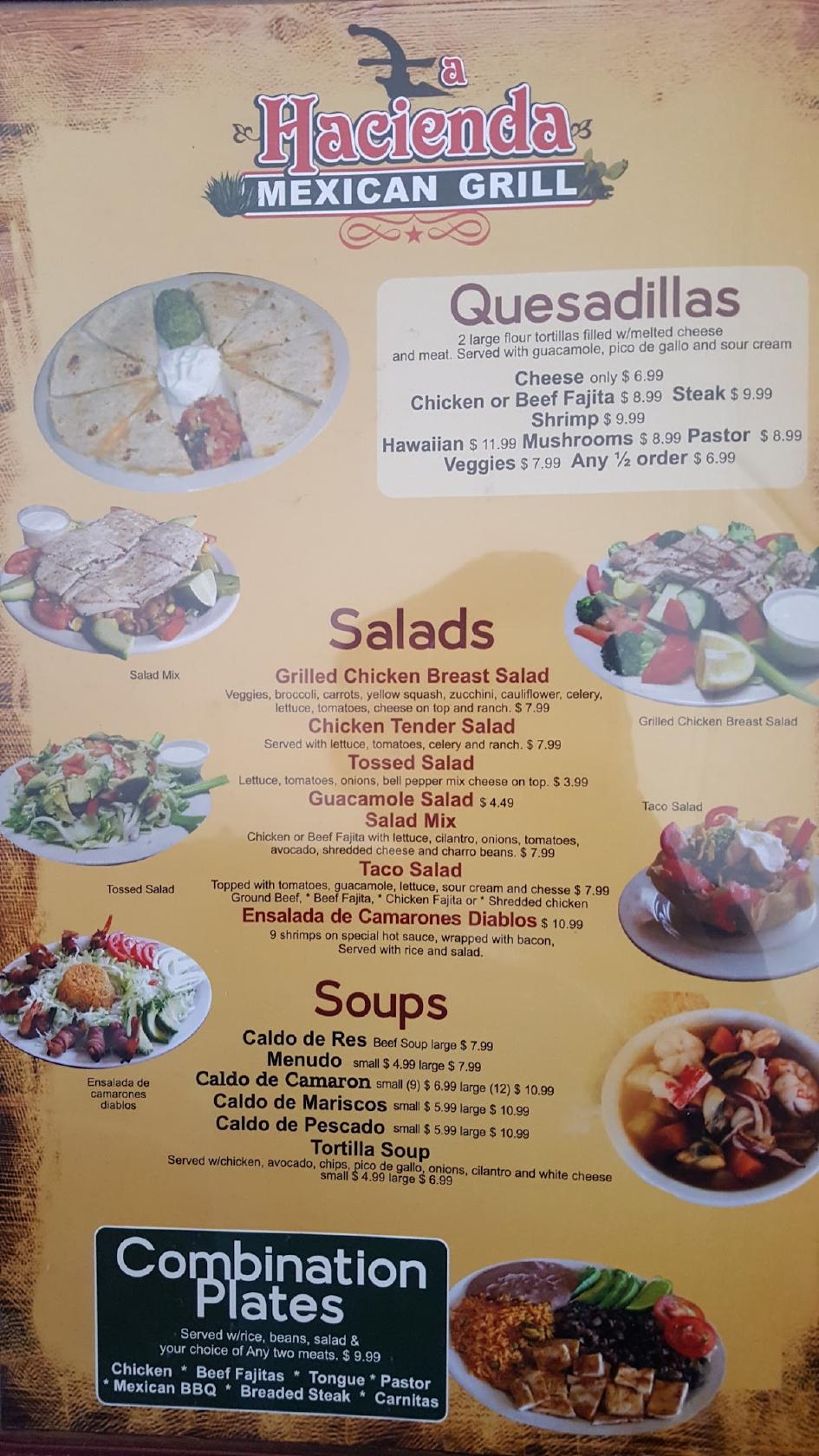 Menu at La Hacienda Mexican Grill restaurant, Gatesville