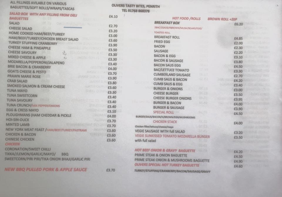 Menu at Tasty Bites Penrith fast food, Penrith