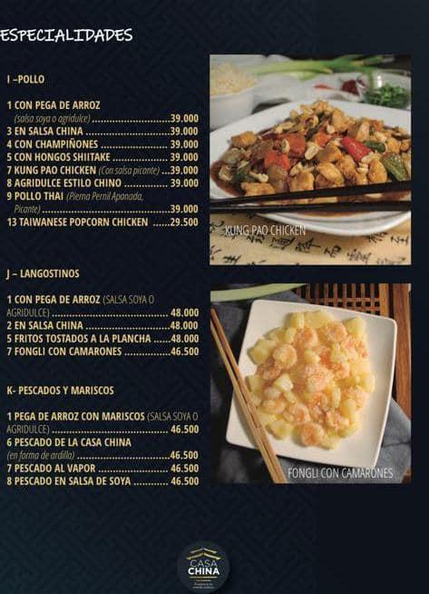 Carta de Restaurante Casa China, Bogotá, Cl. 109 #15-41