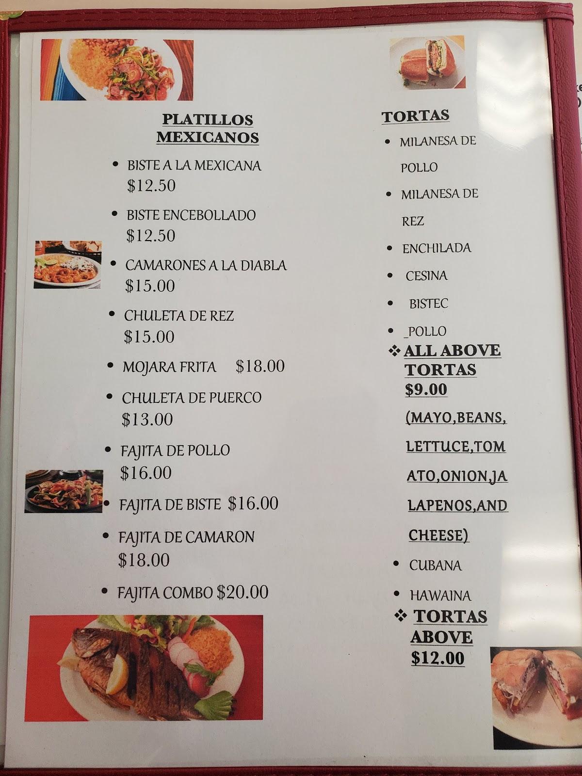Menu at Taqueria La Patrona restaurant, Franklin