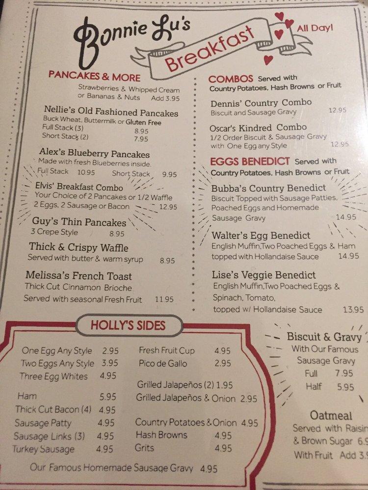 Menu at Bonnie Lu's cafe, Ojai