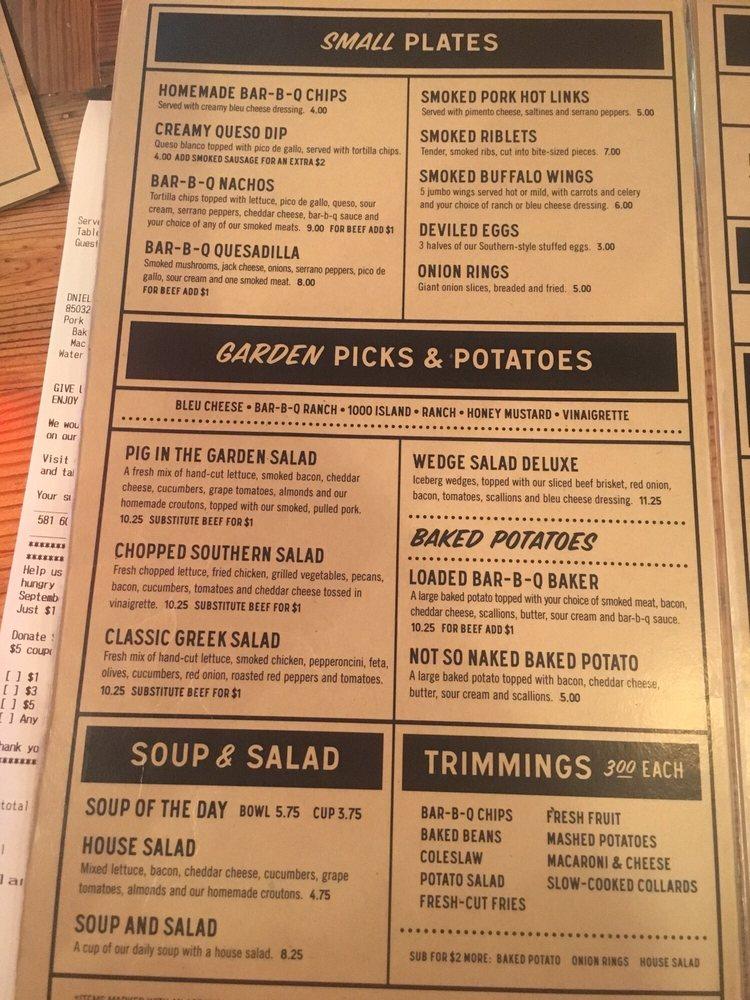 Menu at Jim 'N Nick's BBQ, Montgomery