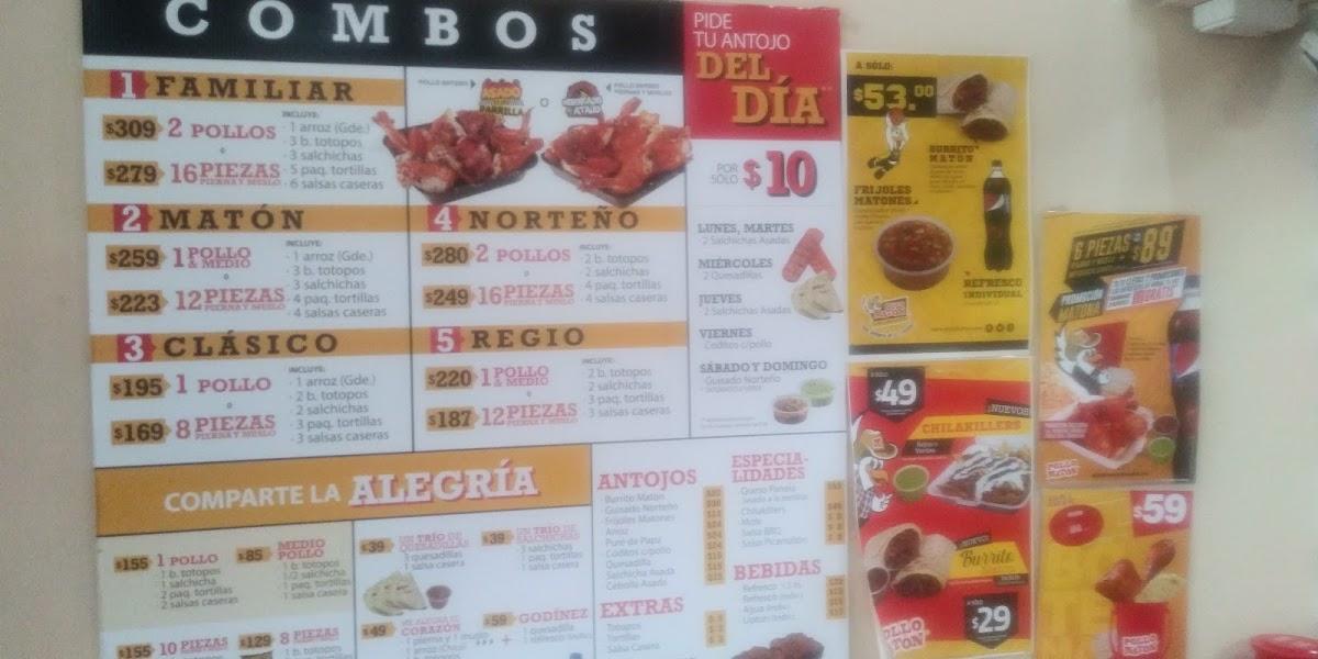 Carta del restaurante POLLO MATON GIRASOLES, Ciudad General Escobedo