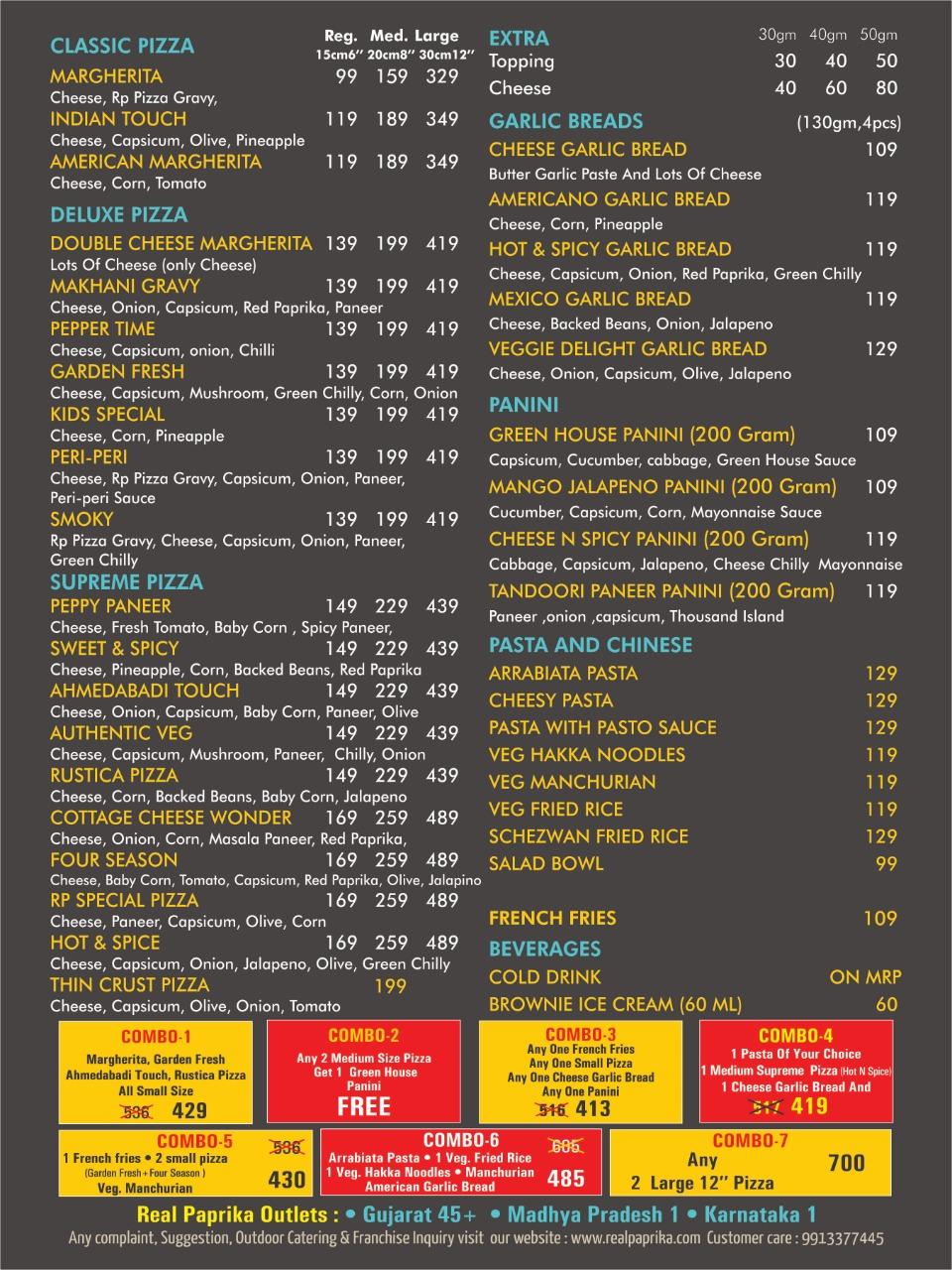 Menu at Real Paprika, Surat, F 108/109